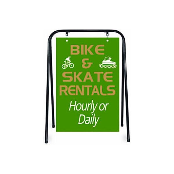 Marv-O-Lus Mfg Marvolus Hang-Frame Sidewalk Sign Holder, Black, Assembled, Aluminum/PVC, Silver ...